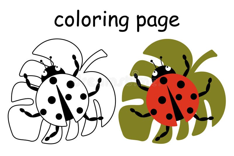 Vector Cute Ladybug Sitting on a Leaf Cartoon Style Illustration for ...
