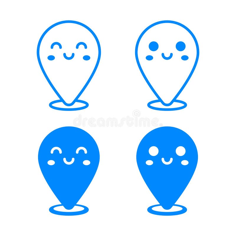 Vector Cute Location Pin Icon Set Stock Illustration - Illustration of ...