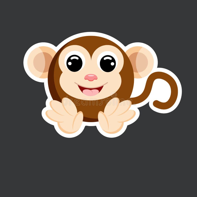 Vector Cute Monkey Sticker Template 向量例证 - 插画 包括有 例证, 野生生物: 165623221