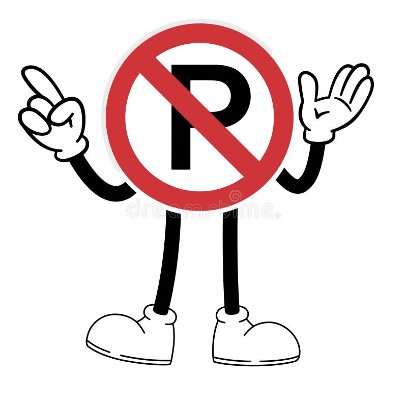 Vector Cute No Parking Sign Showing Both Hands Shaped with Index Hands ...