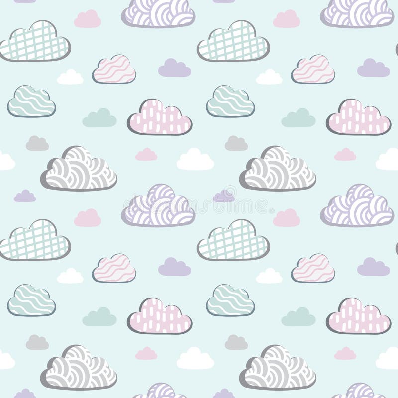 Pastel Clouds Seamless Repeat Pattern Vector Background Stock Vector ...