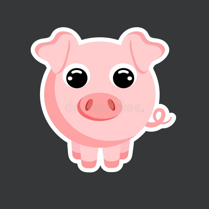 Vector Cute Pig Sticker Template Stock Vector - Illustration of animal ...