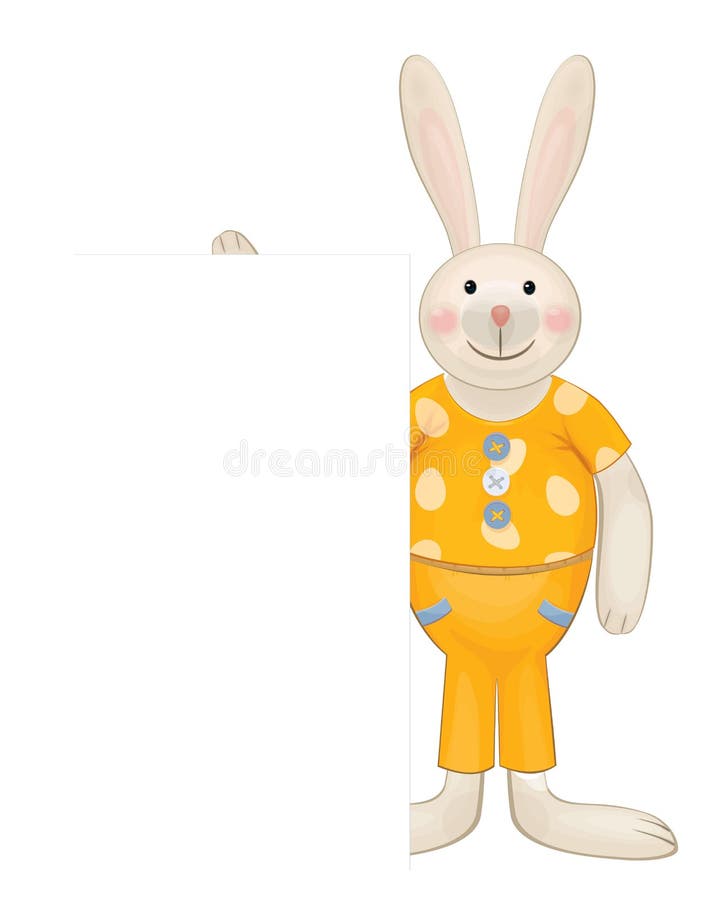 Vector of Cute Rabbit Hiding by Blank. Stock Vector - Illustration of ...