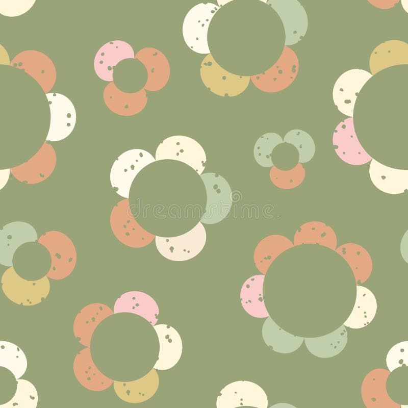 Vector Cute Retro Daisies in Natural Colors Seamless Pattern Background ...