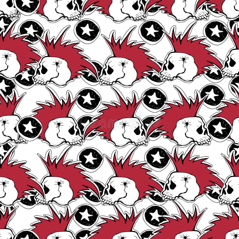 Vector Cute Rock and Roll Abstract Background. Hand Drawn Seamless ...