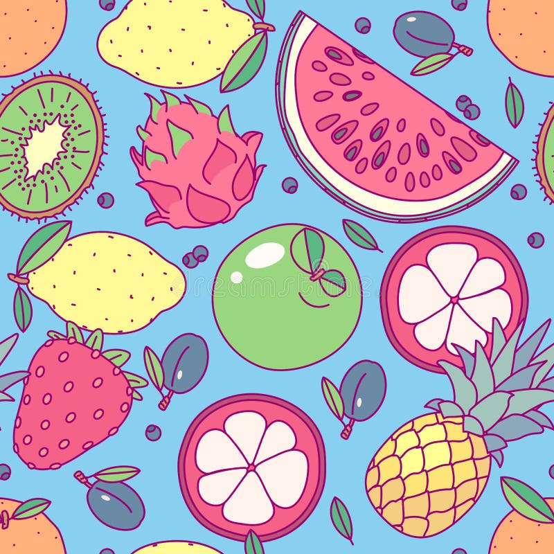 Vector Cute Seamless Pattern Art Stock Vector - Illustration of apple ...
