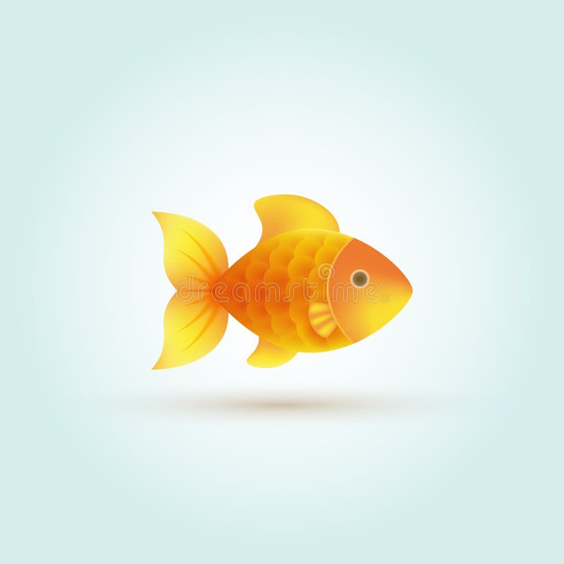 Vector Cute Tiny Goldfish Icon. Isolated Illustration of Aquarium Fish ...