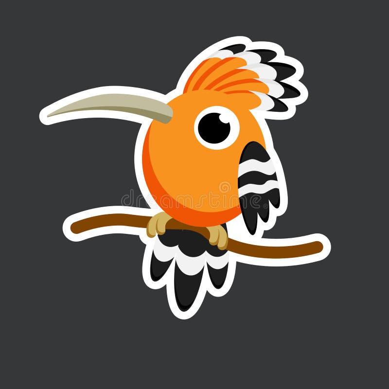 Vector Cute Upupa Sticker Template Stock Vector - Illustration of ...