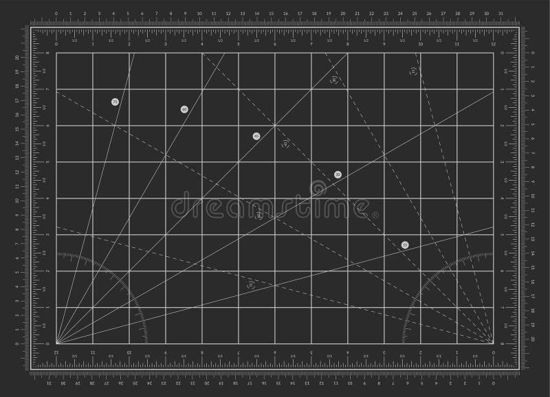 Vector Cutting Board Background. Technical Grid Surface with Imperial ...