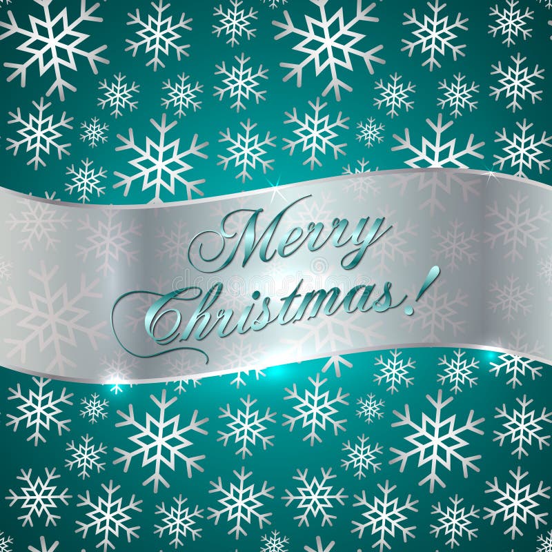 Vector Cyan Background with Snowflakes and Silver Stock Vector ...