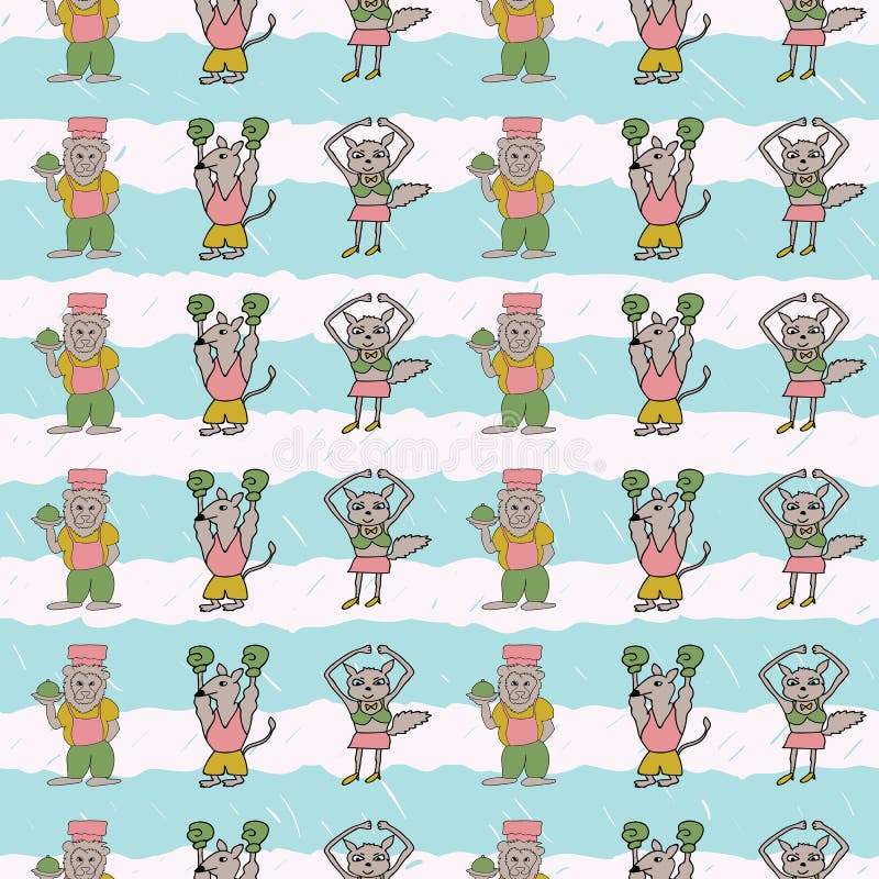 Vector Cyan Stripes Vertical Anthropomorphic Characters Seamless ...