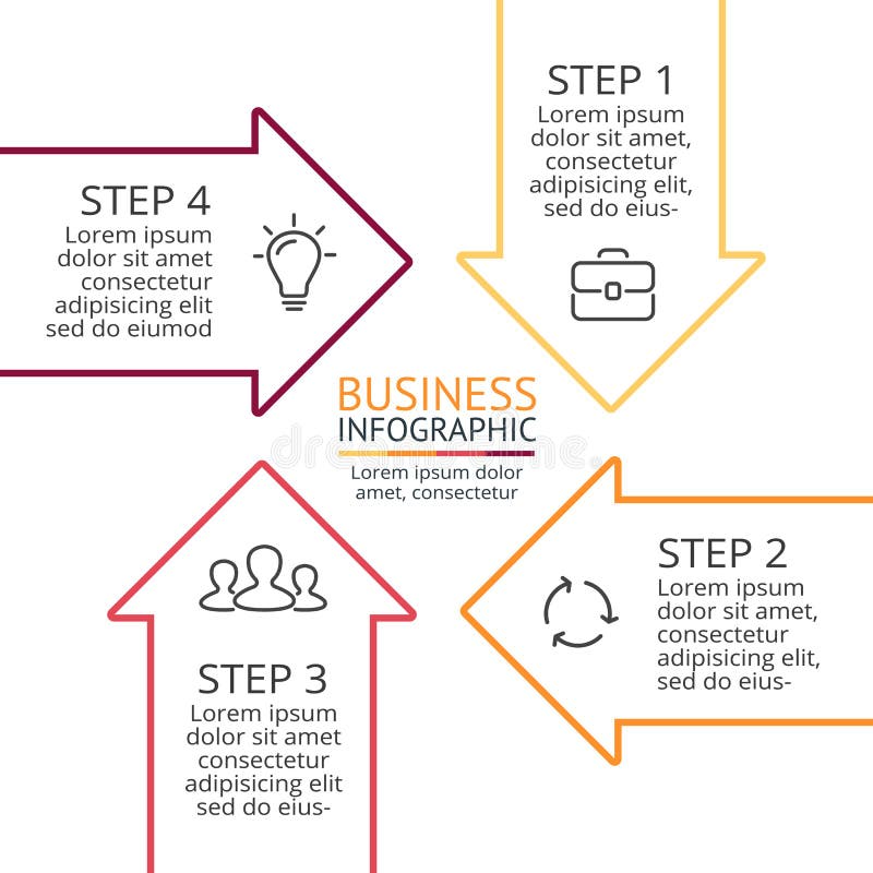 Vector Cycle Arrows Minimal Infographic, Flat Diagram, Linear Graph ...