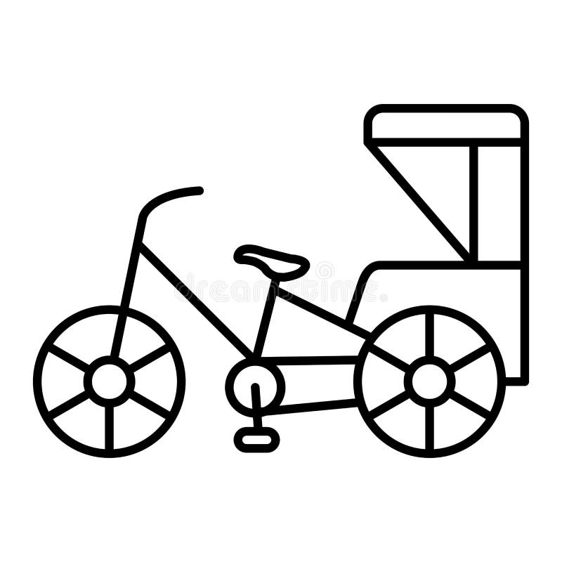 Vector Cycle Rickshaw Outline Icon Design Stock Vector - Illustration ...