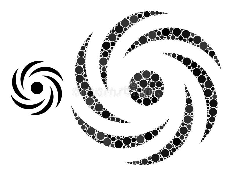 Vector Cyclone Rotation Mosaic of Dots and Scratched Remake Badge Stock ...