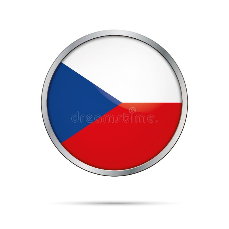 Vector Czech Flag Button. Czech Republic Flag in Glass Button St Stock ...
