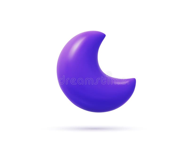 Vector 3d Blue Crescent Moon Cartoon Icon Stock Vector - Illustration ...
