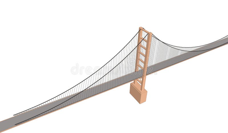 Vector 3D Bridge City Buildings View Stock Illustration - Illustration ...