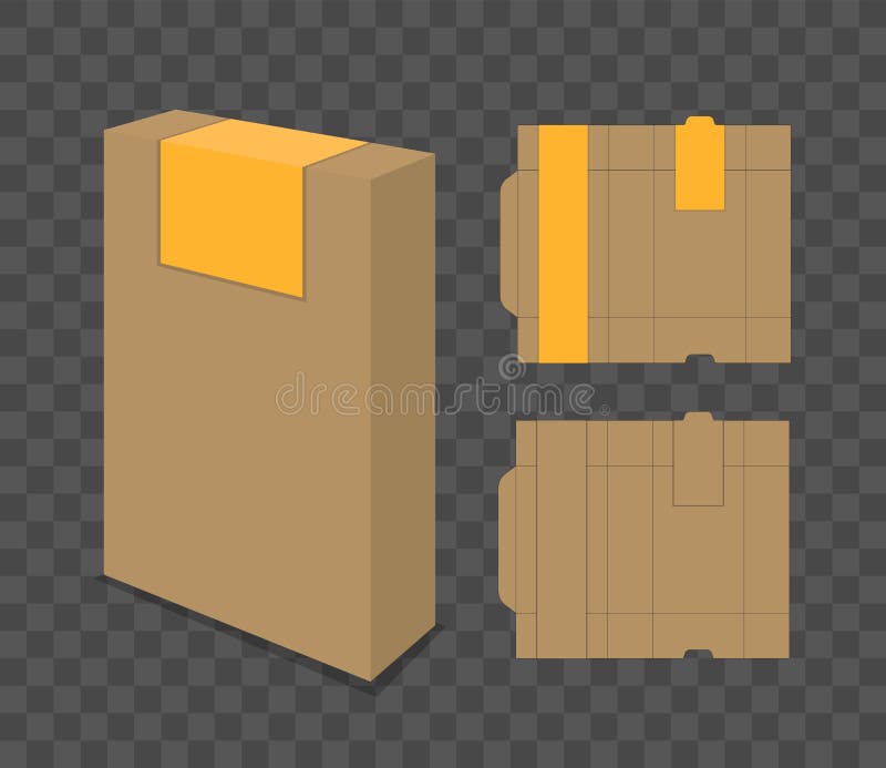 Vector 3d Cardboard Brown Box. Mock Up Template. Stock Vector ...