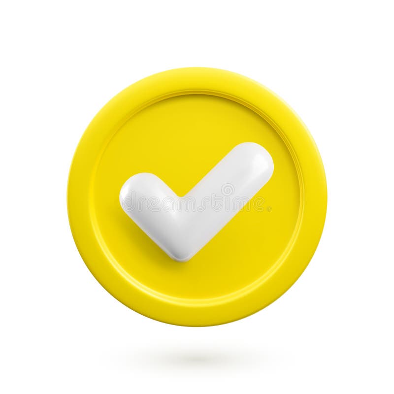 Vector 3d Check Mark Realistic Icon. Trendy Plastic Yellow Checkmark ...