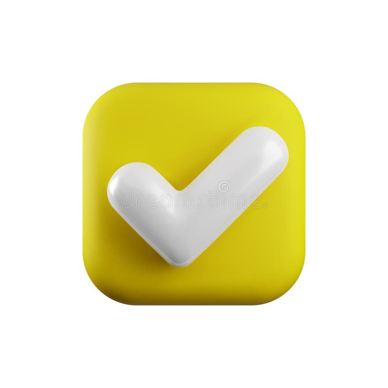 Vector 3d Check Mark Realistic Icon. Trendy Plastic Yellow Checkmark ...