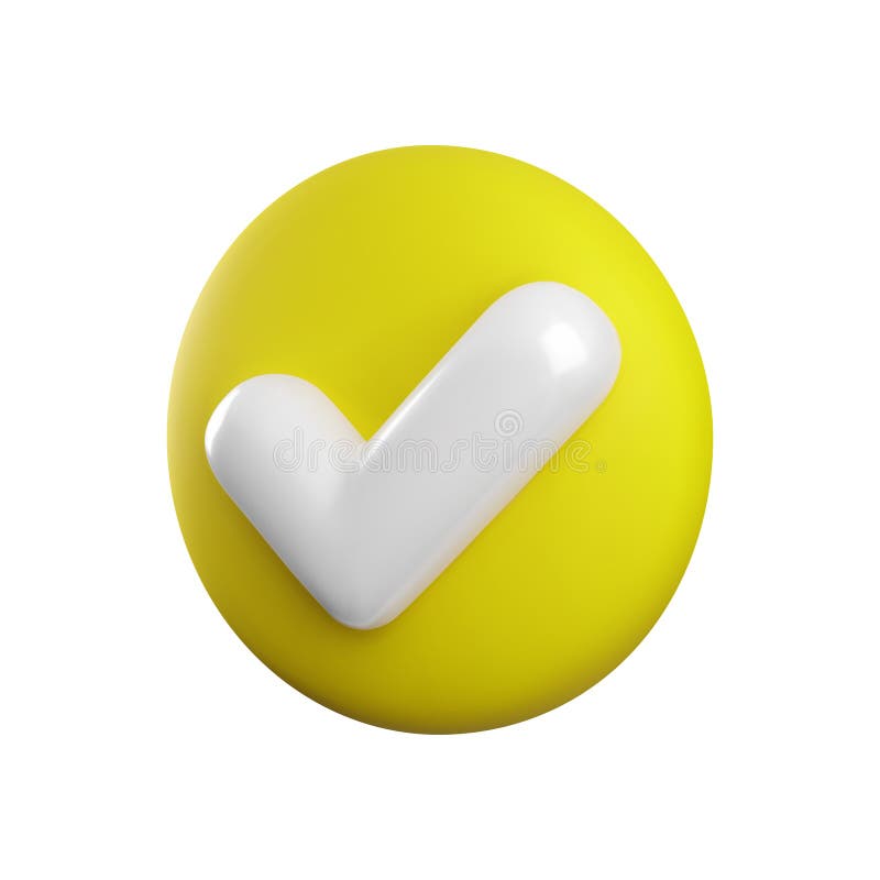 Vector 3d Check Mark Realistic Icon. Trendy Plastic Yellow Checkmark ...