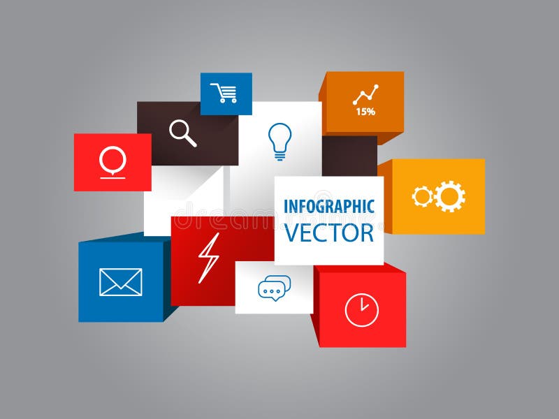 Vector Infographic Cubes with Web Icons Stock Vector - Illustration of ...