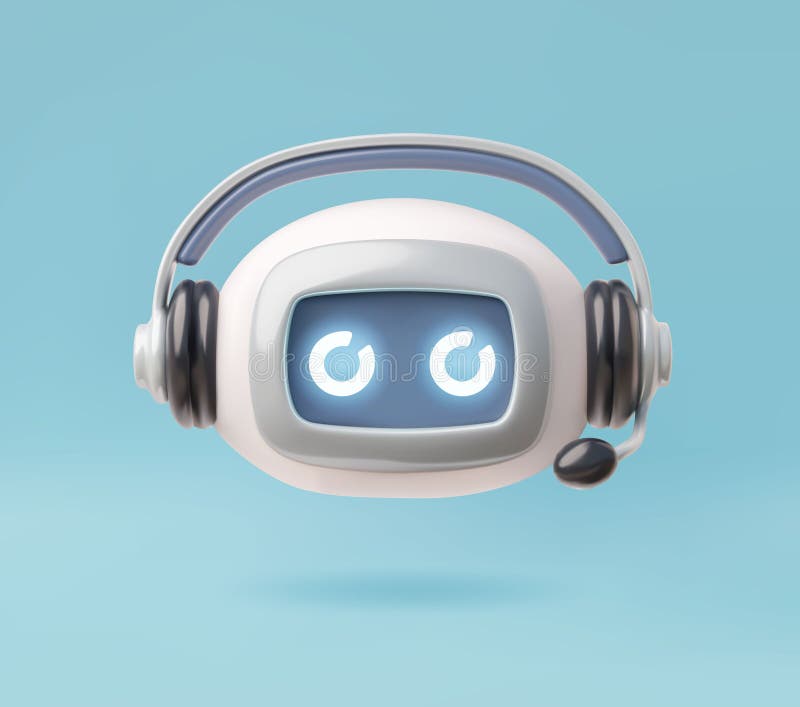 Vector 3D Cute Robot with Headphones and Microphone, Created As a ...