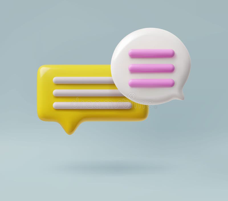 Vector 3D Empty Chat Bubbles, Round and Rectangular Shapes. Stock ...