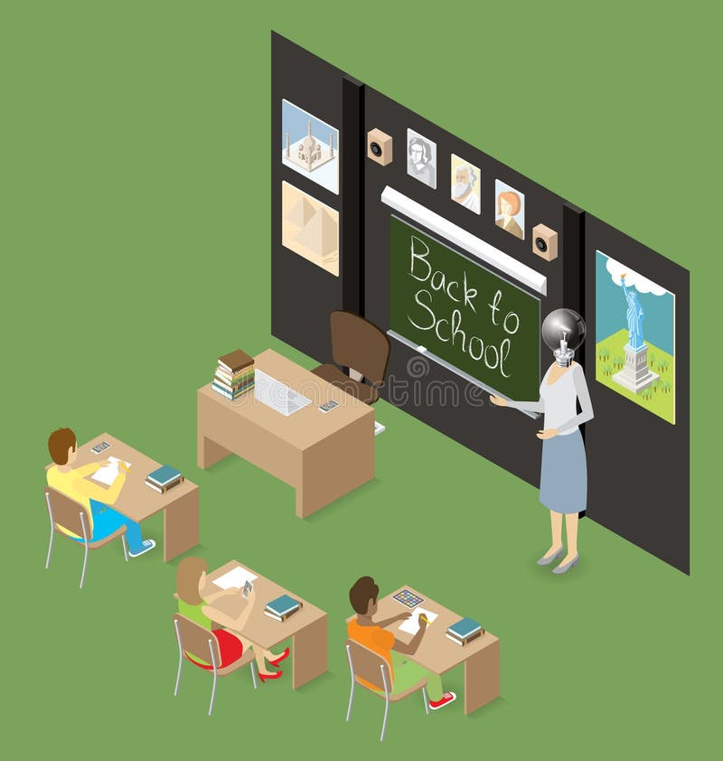 Vector 3d Flat Isometric with Education Concept Stock Vector ...