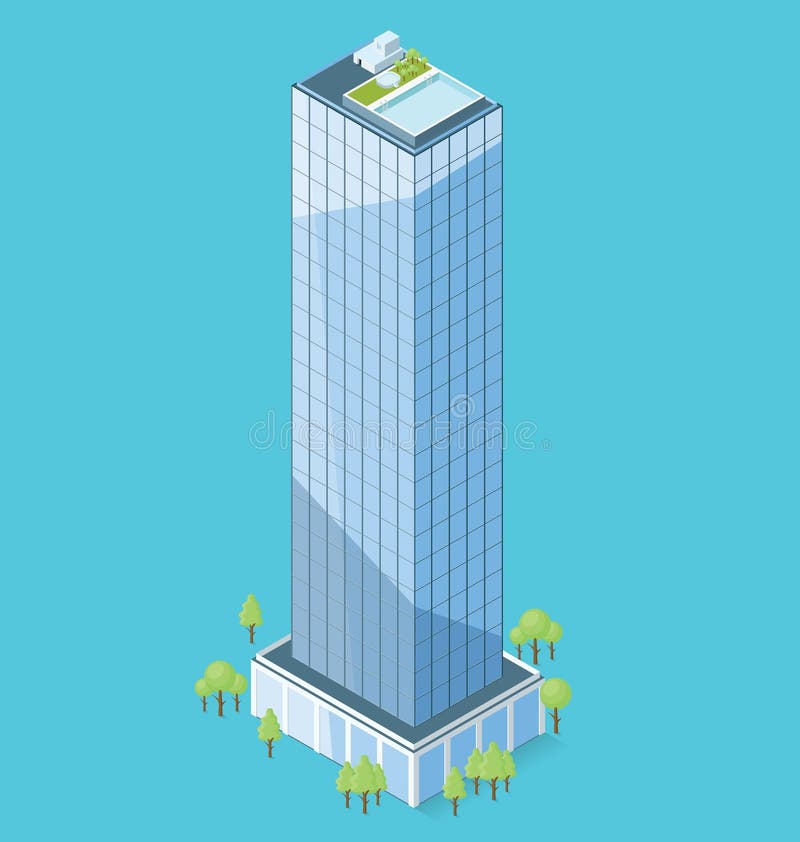 Vector 3d Flat Isometric Office Building Stock Vector - Illustration of ...