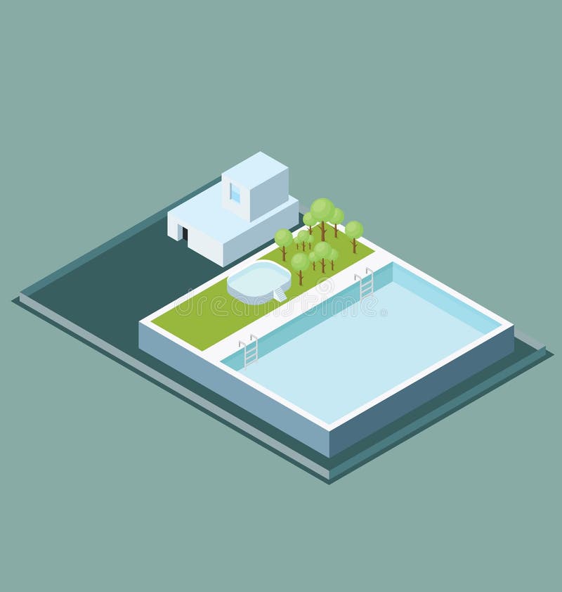 Vector 3d Flat Isometric Roof with Water Pool Stock Vector ...