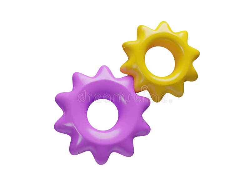 Vector 3D Gear Mechanism Icon with Purple and Yellow Cog. Stock Vector ...