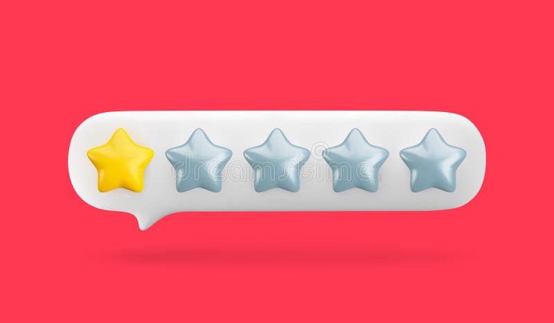Vector 3d Gold One Star Out of Five in White Speech Bubble. Realistic ...