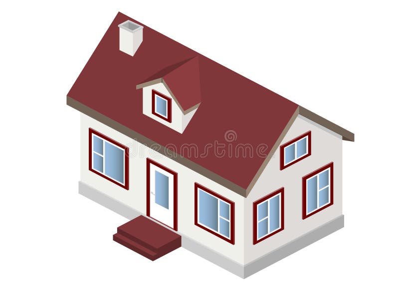 Vector. 3d House with Gable Roof and Dormer Window. Stock Vector ...