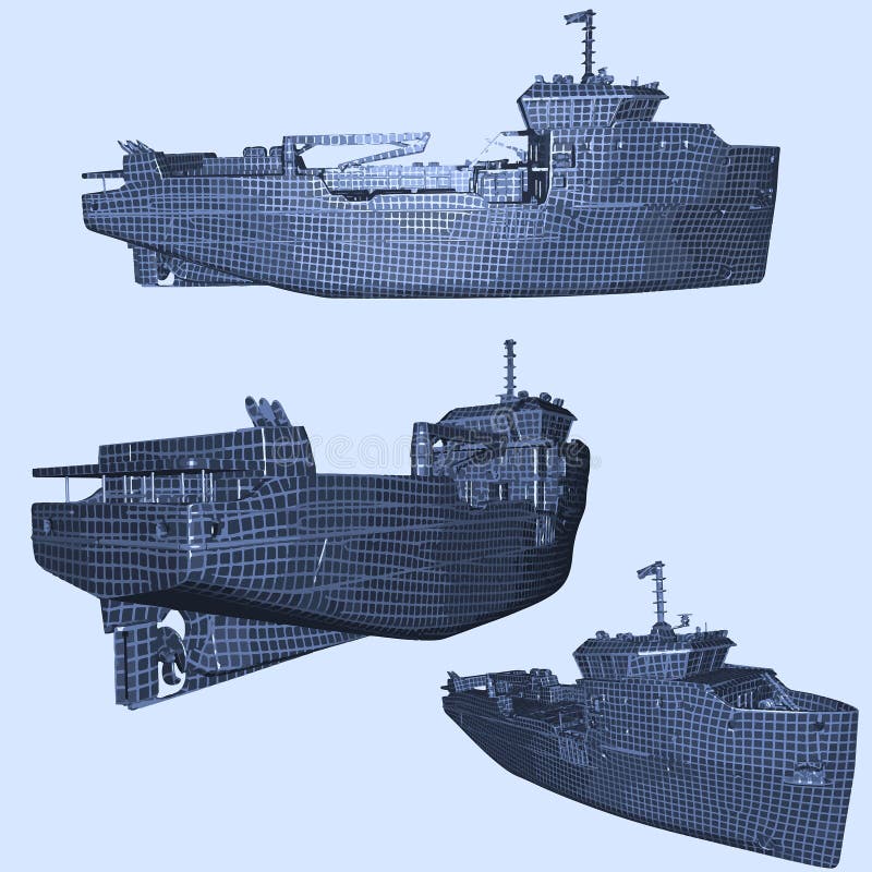 Vector 3D Icon Representing Small Ship on the Water Surface. Stock ...