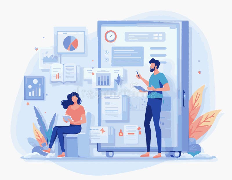 Vector 2D Illustration of Collaborative Data Analysis and Report ...