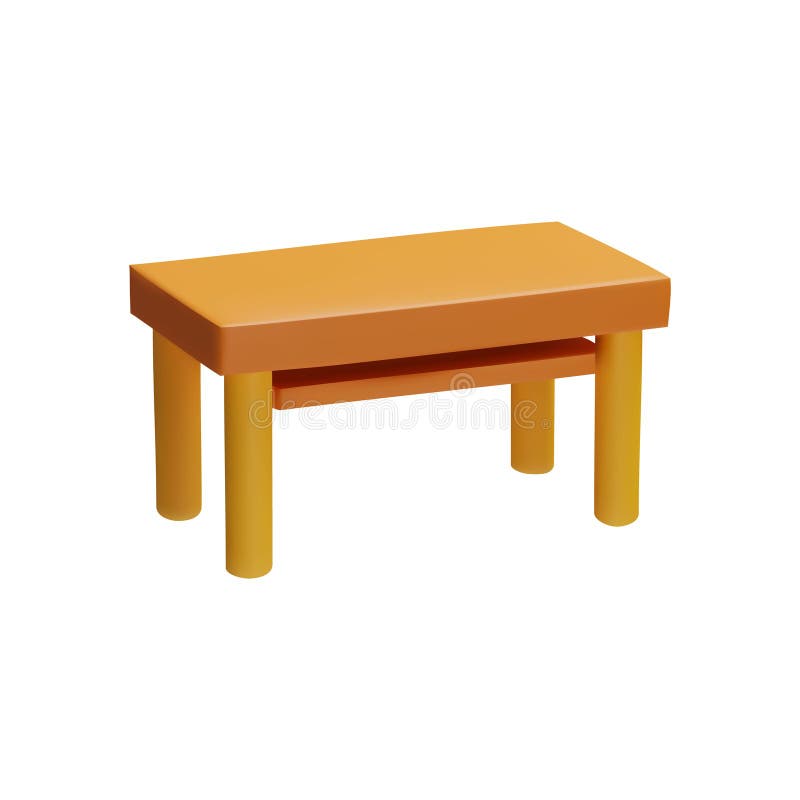 Vector 3D Illustration Depicting a Wooden Empty Table with Round Legs ...
