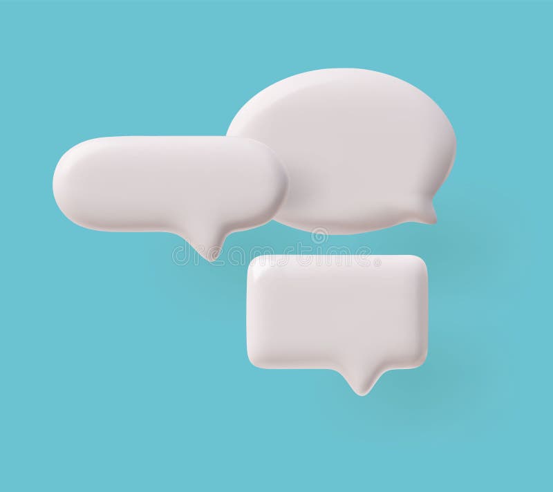 Vector 3D Illustration with Icons of Three Empty Speech Bubbles on a ...