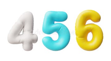 Vector 3D Illustration of Inflated Multi-colored Numbers 4, 5, 6. Stock ...
