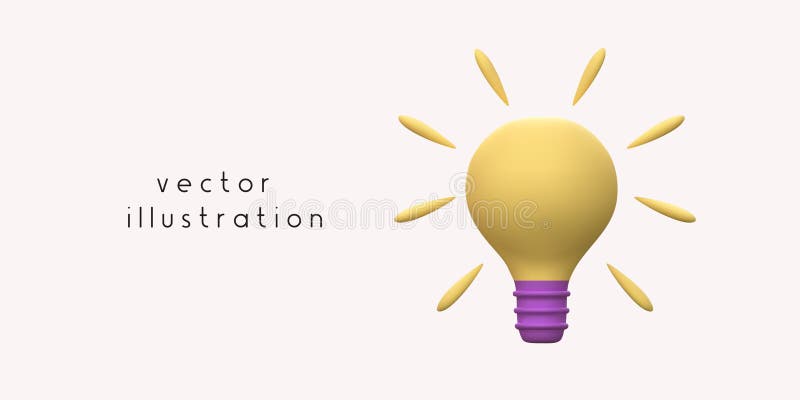 Vector 3D Illustration of a Light Bulb. Feedback 3D Render in Purple ...