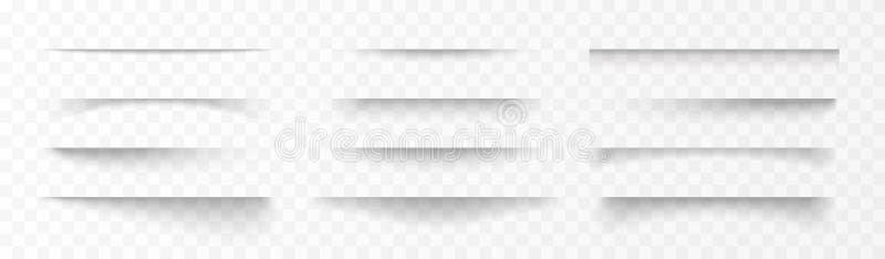 Vector 3d Illustration of Paper Shadow Lines Set on Transparent ...