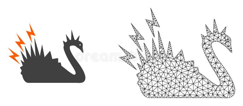 Vector 2D Mesh Black Danger Swan and Flat Icon Stock Vector ...