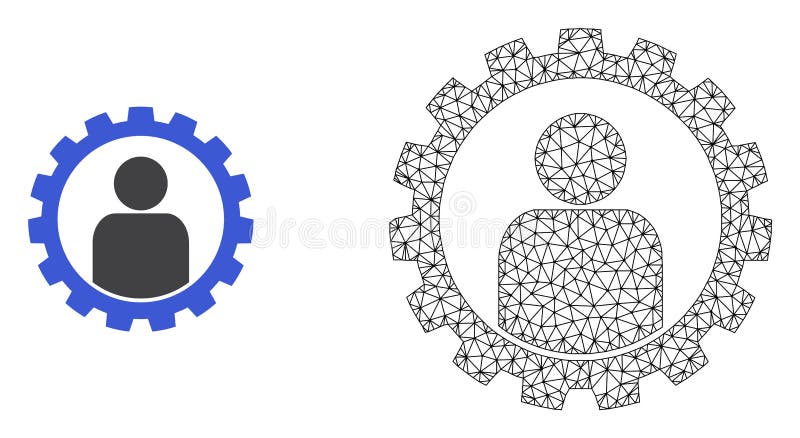 Vector 2D Mesh Customer Setup Gear and Flat Icon Stock Vector ...