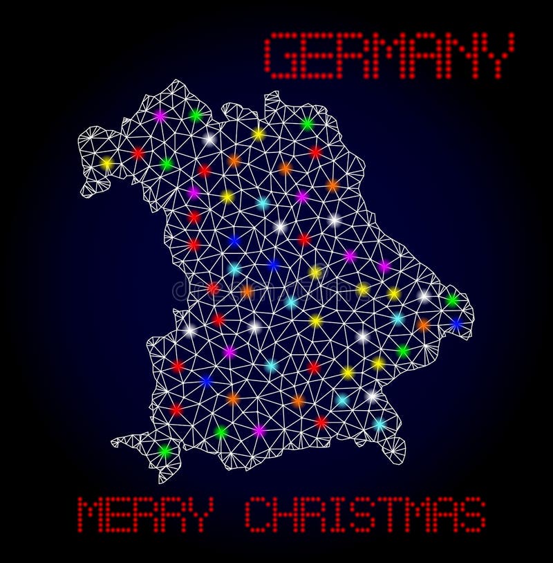 Vector 2D Mesh Map of Germany with Light Spots for New Year Stock ...