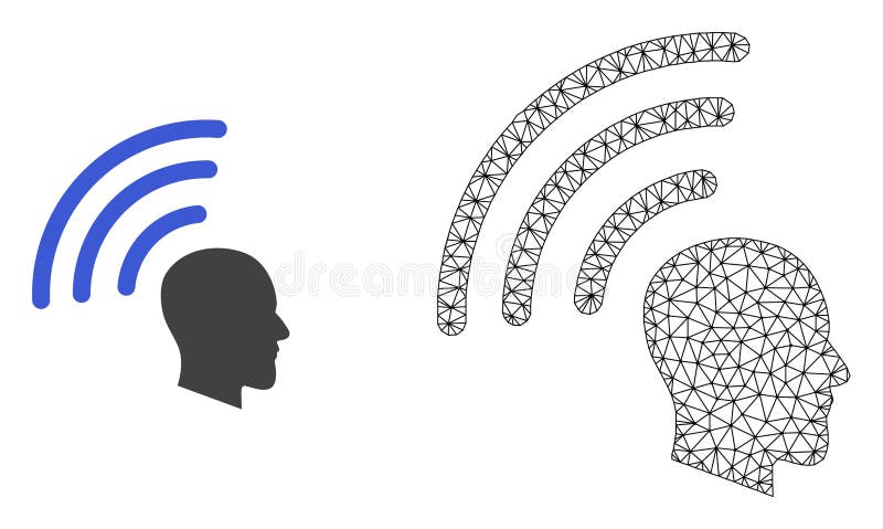 Vector 2D Mesh Telepathy Waves and Flat Icon Stock Vector ...