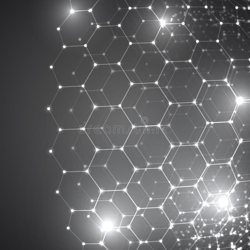 Vector 3d Object from a Hexagon Grid with Dots. Stylish Design Stock ...
