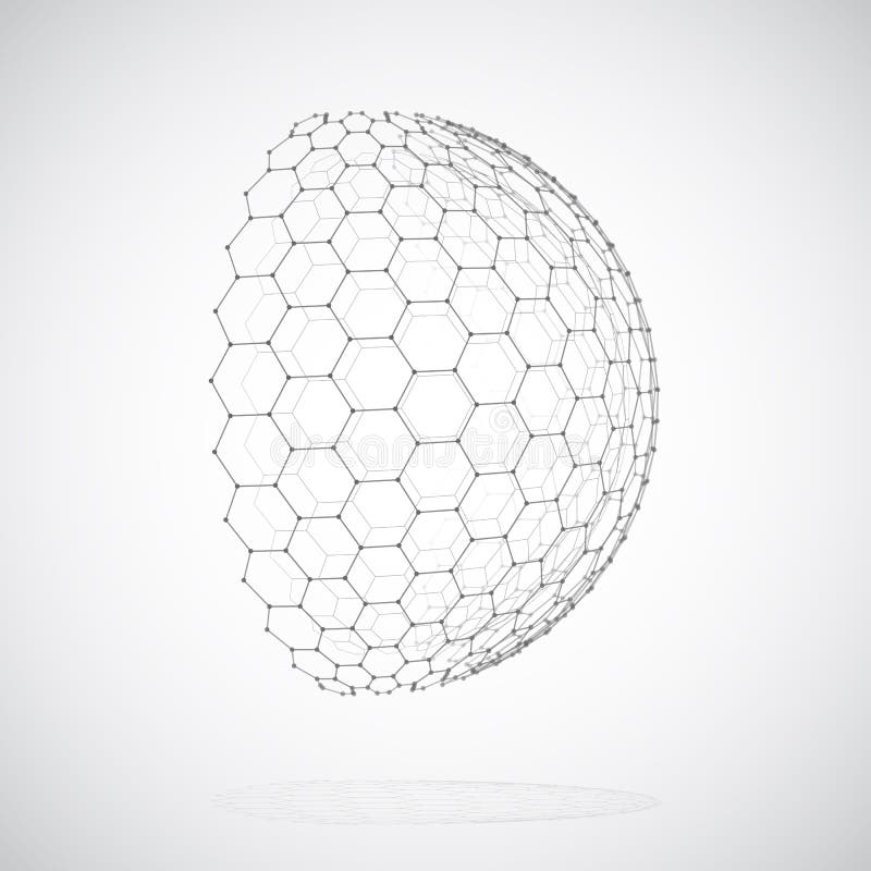 Vector 3d Object from a Hexagon Grid with Dots. Stylish Design Stock ...