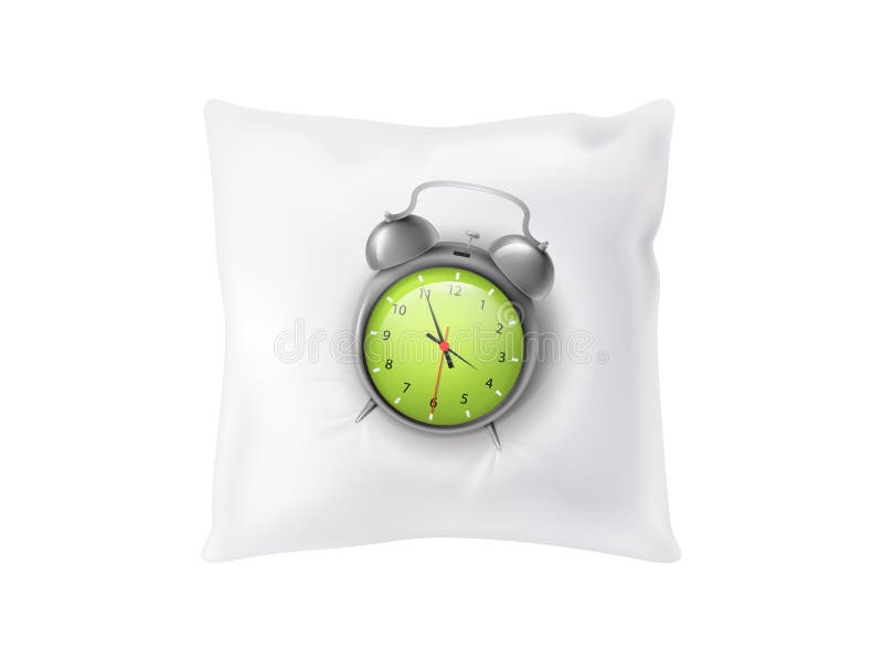 Vector 3d Realistic Alarm Clock on Pillow Stock Vector - Illustration ...