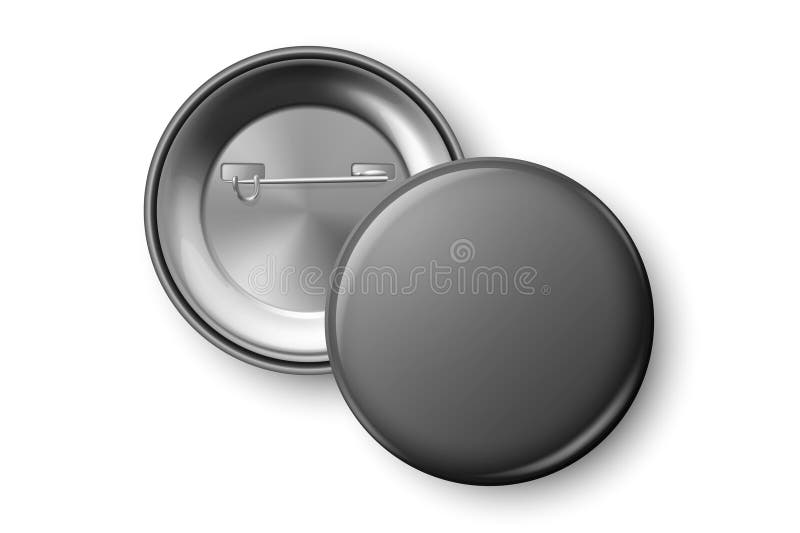 Vector 3D Realistic Black Round Pin Badge Mockup Closeup Isolated ...