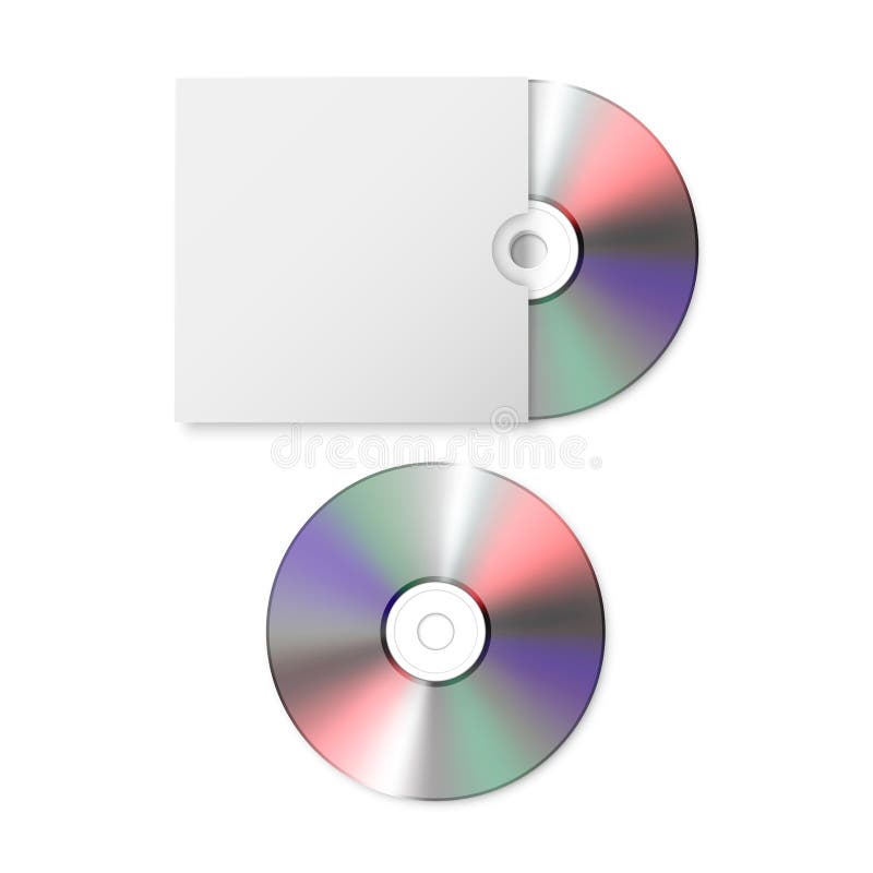 Vector 3d Realistic Blank CD, DVD with Paper Cover Case Box Set Closeup ...